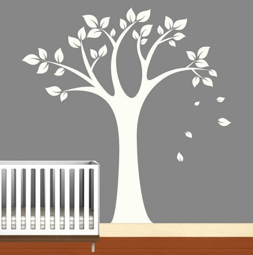 Simple Tree Leaf Falling Leaves Home Art Decals Wall Sticker Vinyl Wall ...
